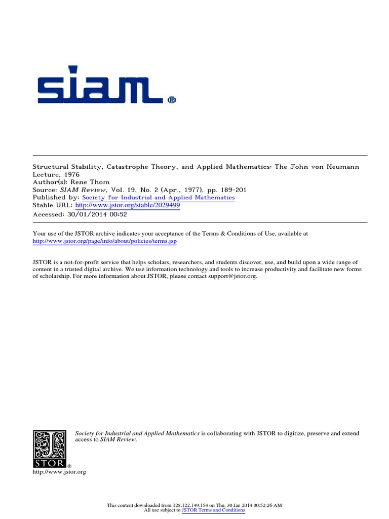 Catastrophe Theory in Applied Mathematics | PDF | Dynamical System ...