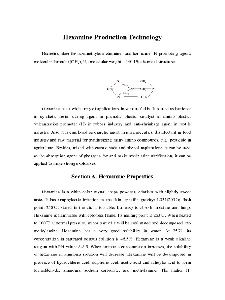 Hexamine Production Technology | PDF | Evaporation | Ammonia