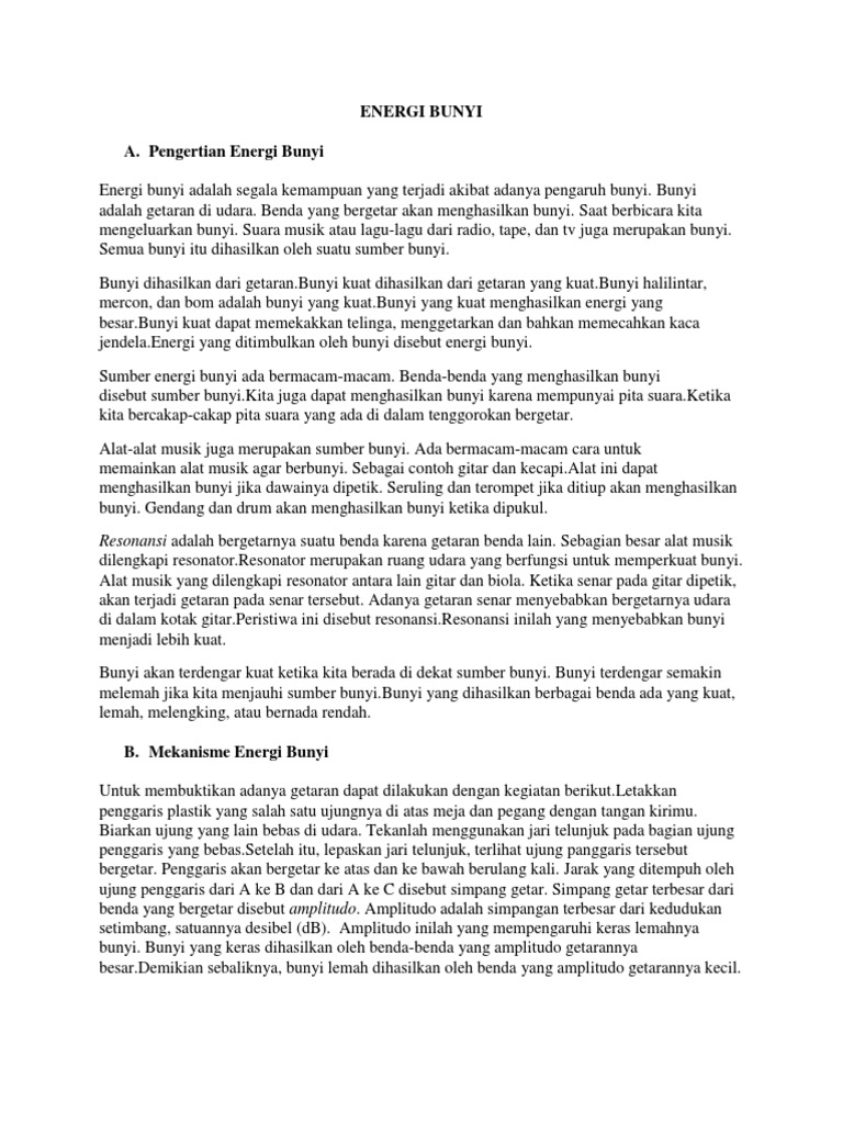 Ilmu Alamiah Dasar (Energi Bunyi & Nuklir) | PDF