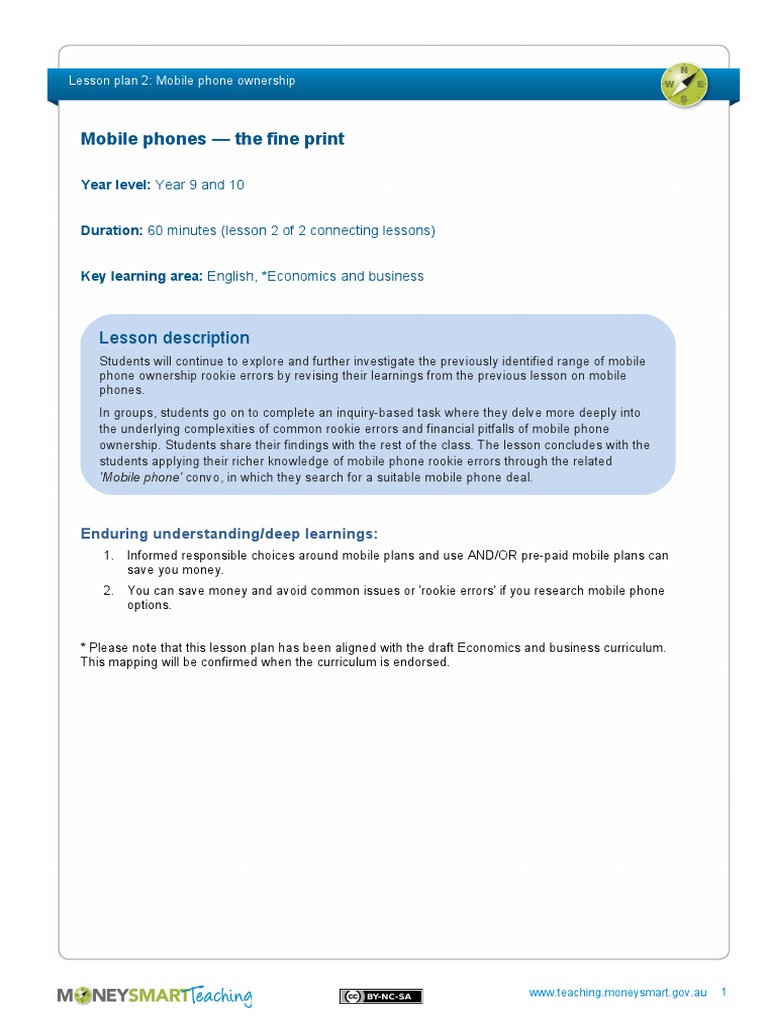 Mobile Phone Lesson Plan | PDF | Lesson Plan | Communication