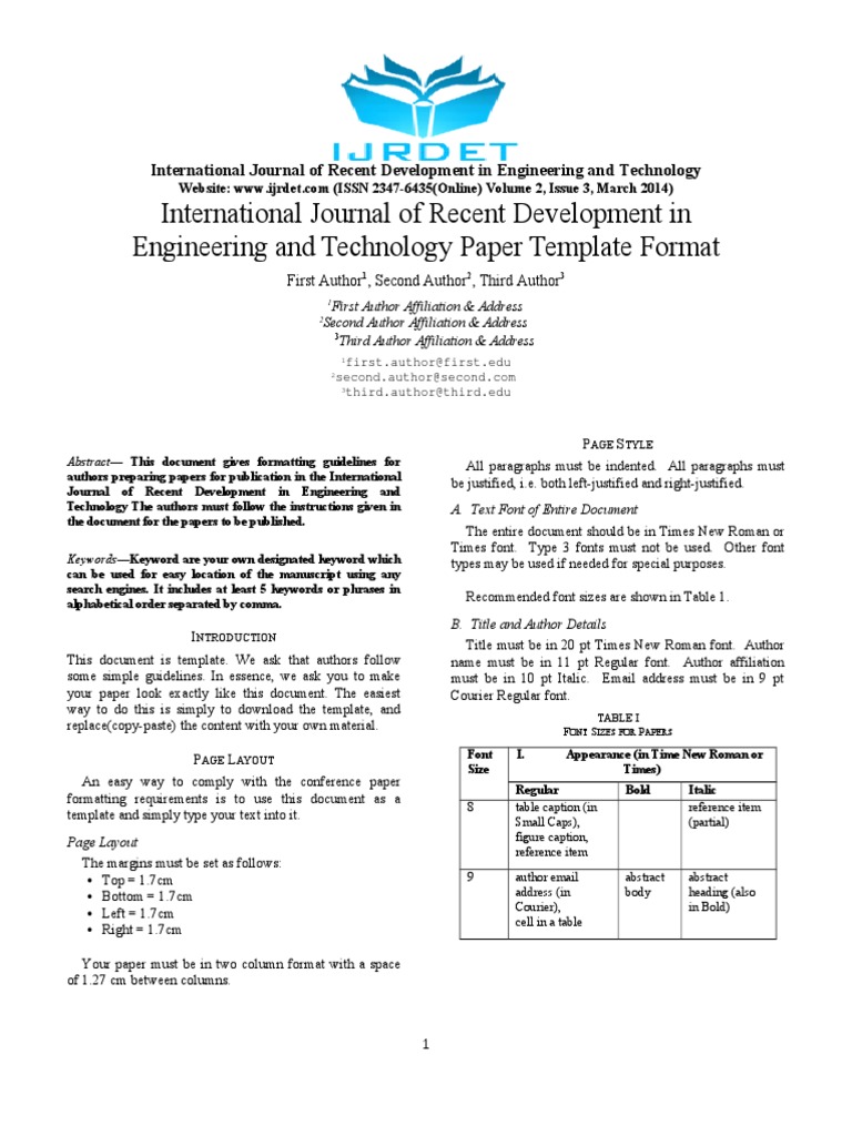 Ijrdet Paper Template | PDF | Typefaces | Paragraph