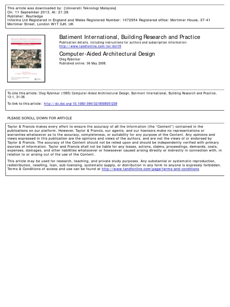 Computer-Aided Architectural Design Insights | PDF