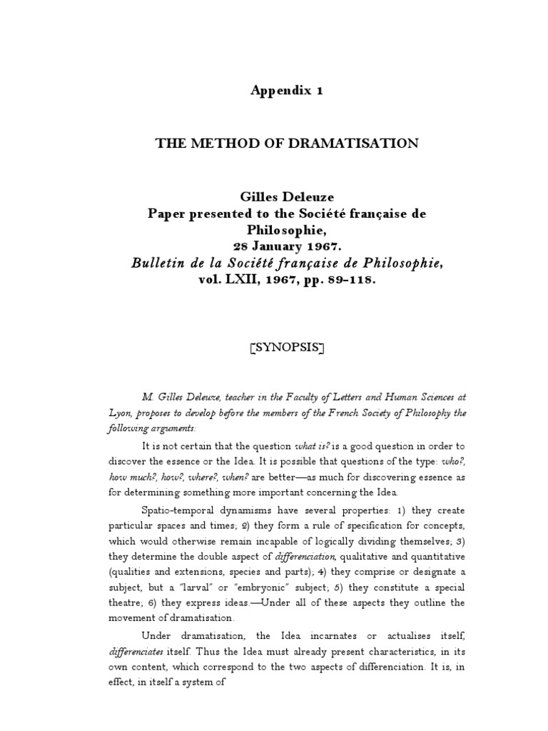 Deleuze-Method of Dramatization | PDF | Concept | Gilles Deleuze