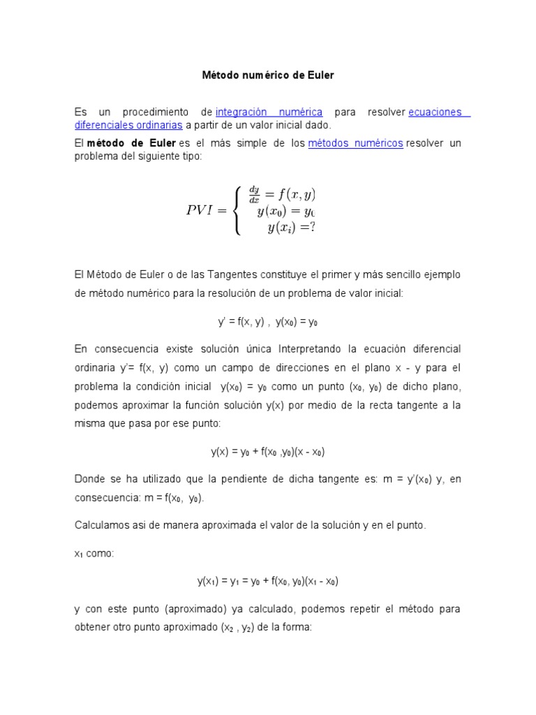 Método Numérico de Euler | PDF