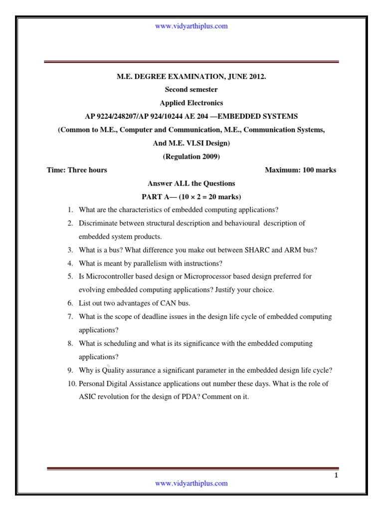 2012 Embedded Systems | PDF | Embedded System | Parallel Computing