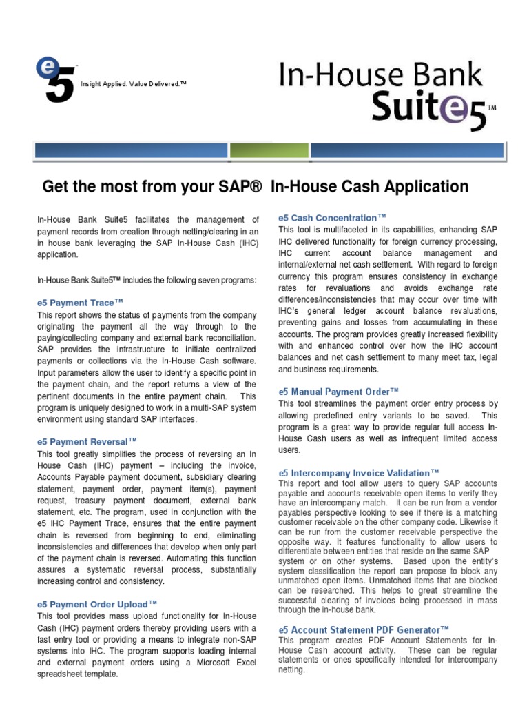 In House Bank Suite5 | Payments | Accounts Payable