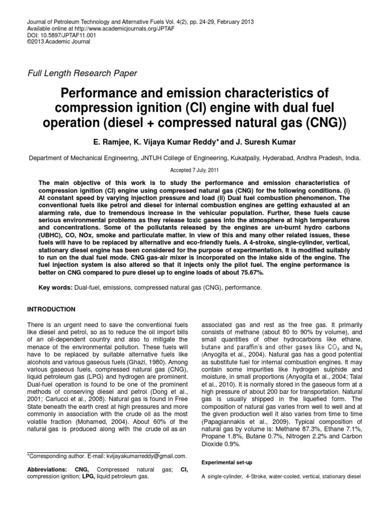 Performance and Emission Characteristics of Compression Ignition (CI ...