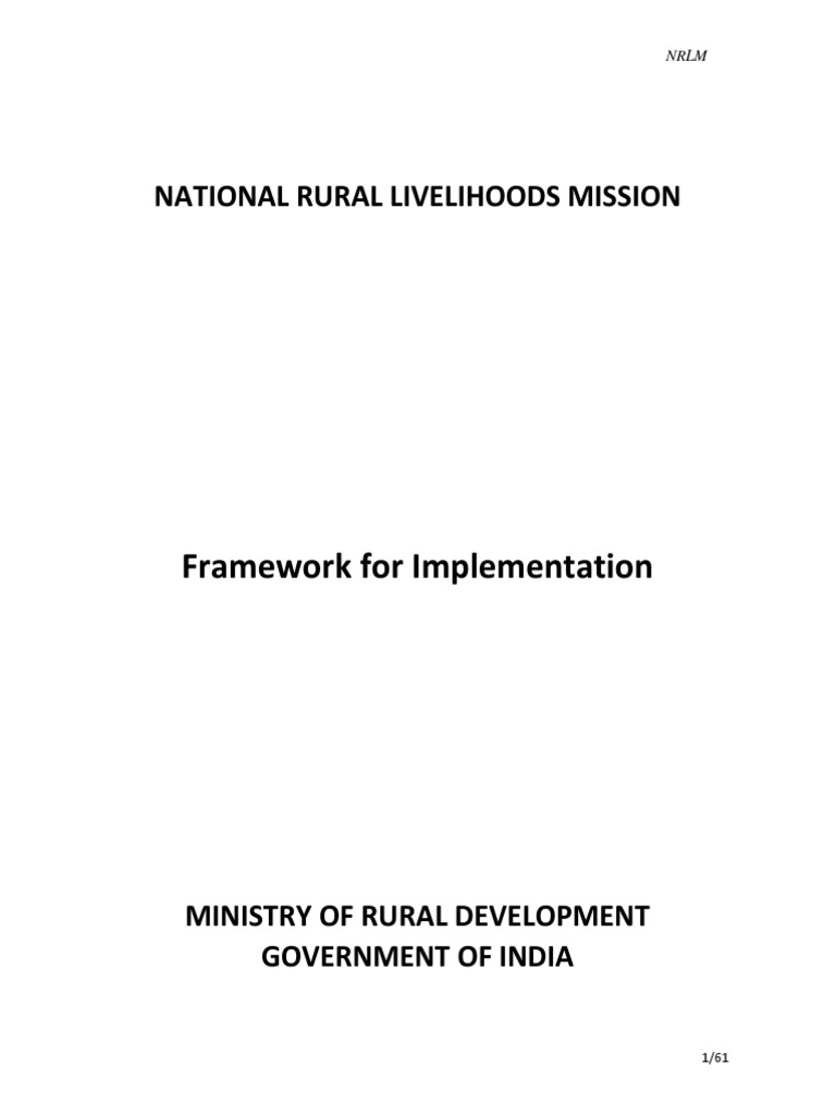 Scheme Details - NRLM Framework For Implementation | PDF | Financial ...