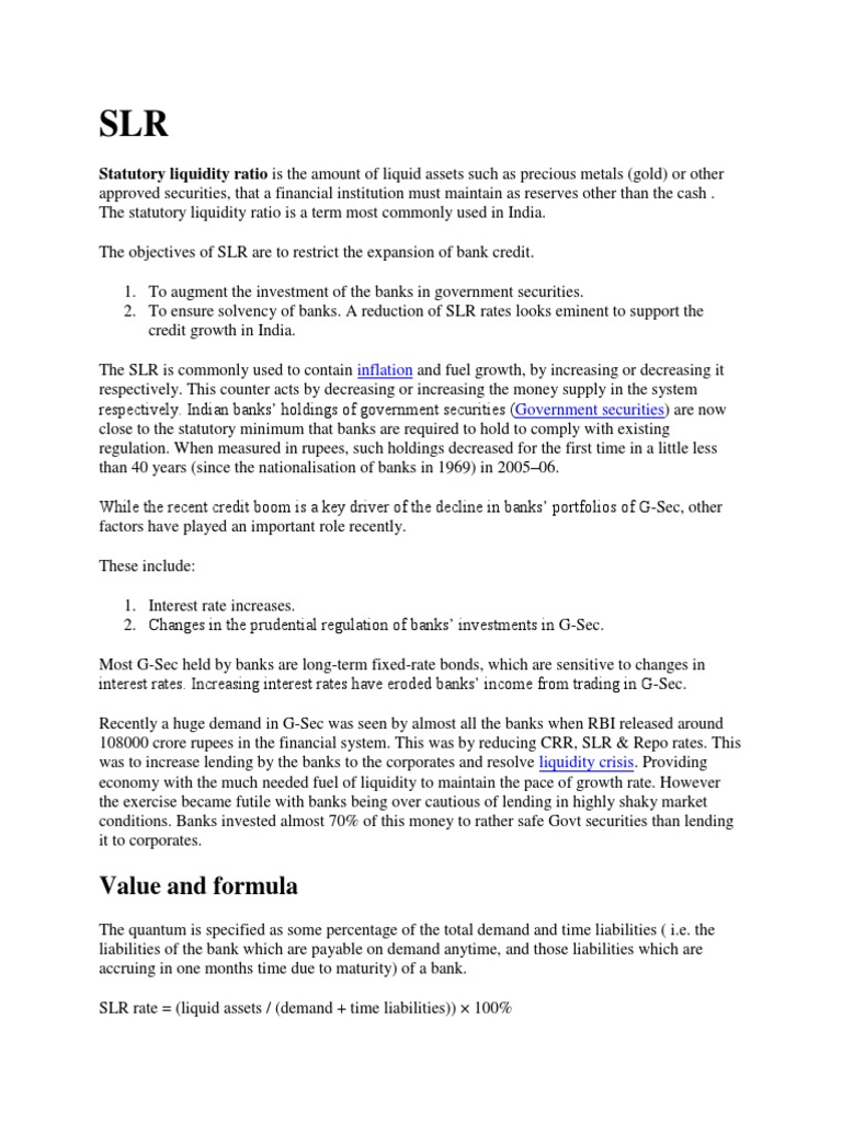 CRR SLR | PDF | Financial Markets | Investing