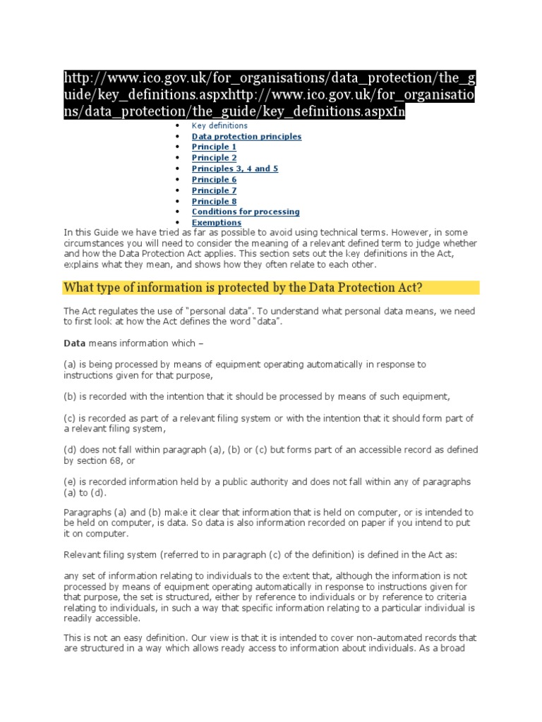 Uide/key - Definitions - Aspxhttp://www - Ico.gov - Uk/for ...