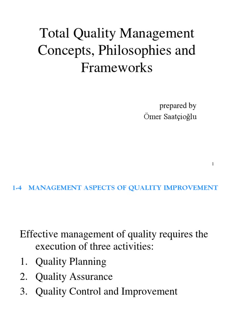 Total Quality Management Concepts, Philosophies and Frameworks | PDF ...