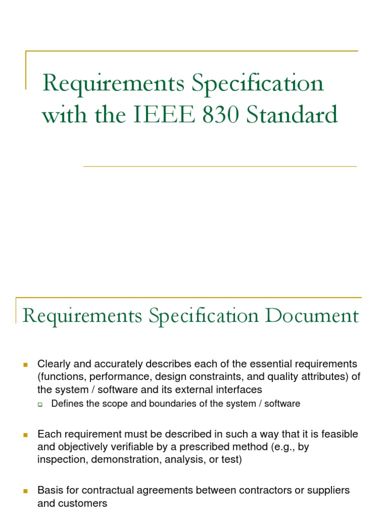 Srs Ieee 830 Standard Pdf Specification Technical Standard Use Case
