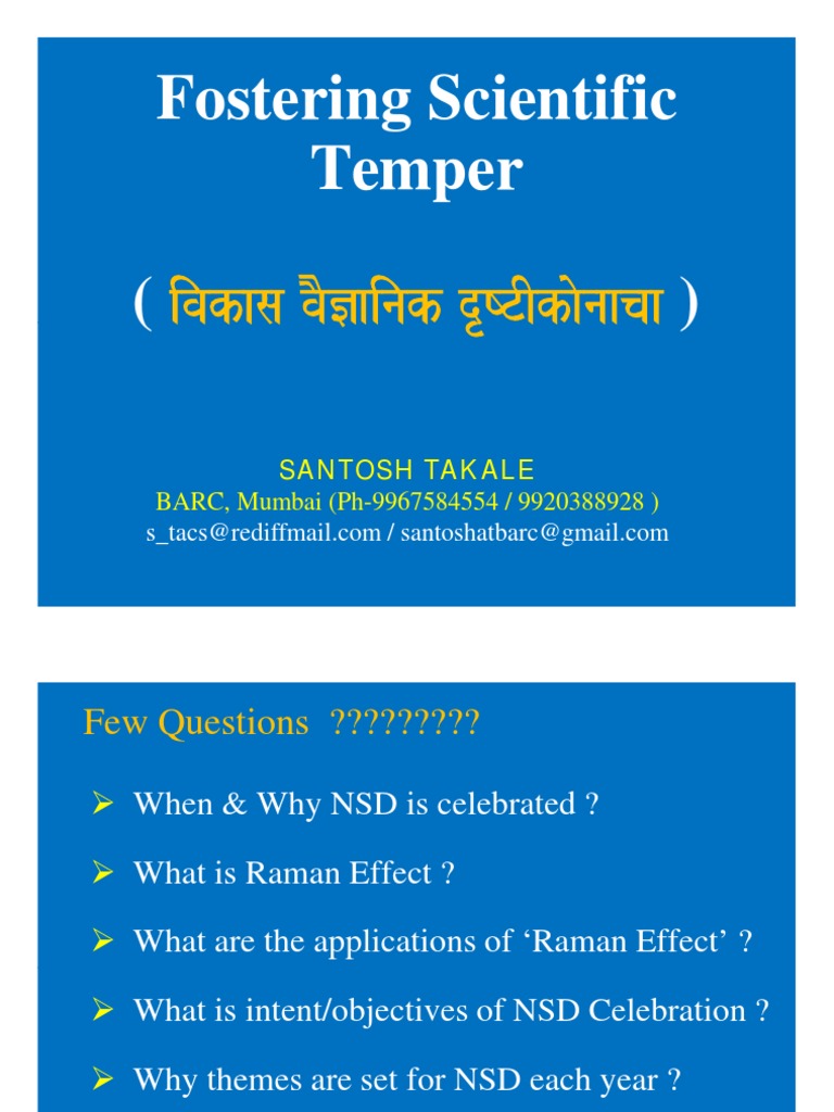 Fostering Scientific Temper on NSD | PDF | Science | Nature