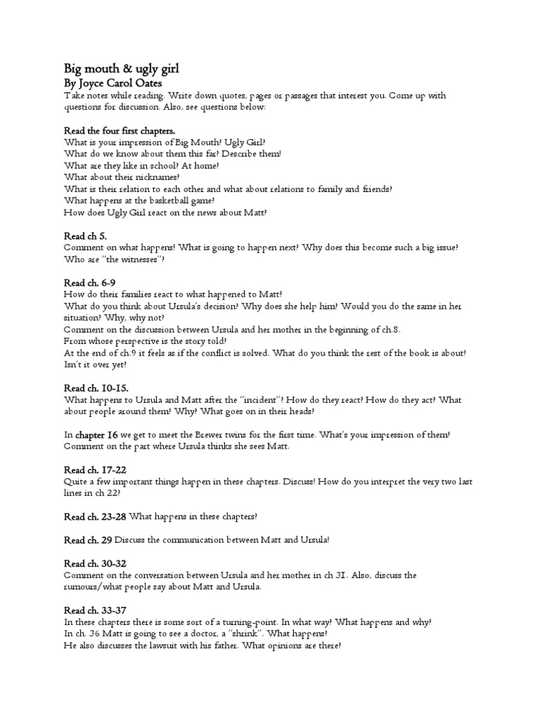 Big Mouth and Ugly Girl | PDF