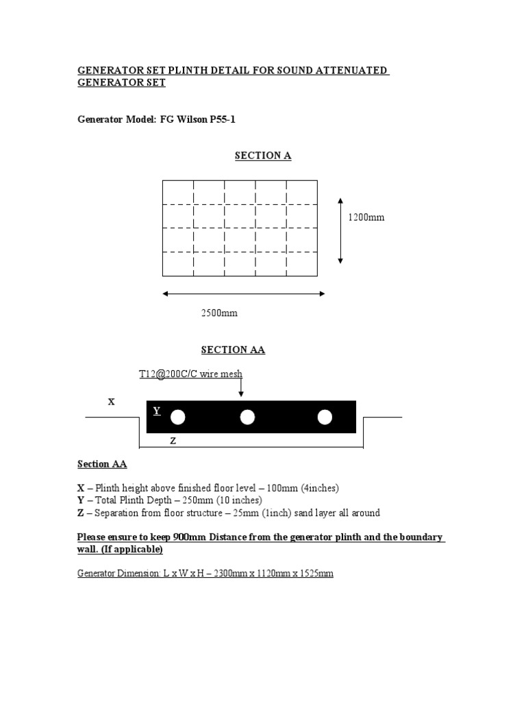 Generator Set Plinth Detail - FGW p55-1 | PDF