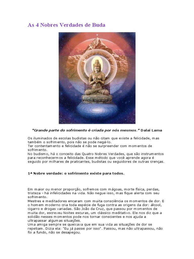 As 4 Nobres Verdades de Buda | PDF | Pensamento | Gautama Buddha