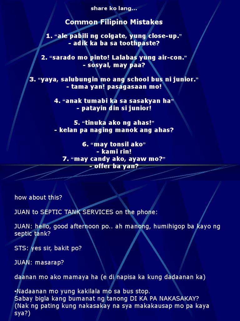 Common Filipino Mistakes | PDF | Transport | Road Transport