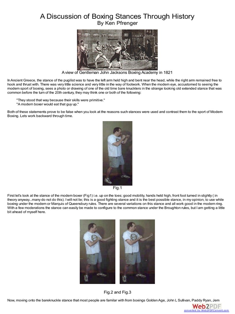 Historical Boxing Stances Explained | PDF | Combat Sports | Combat