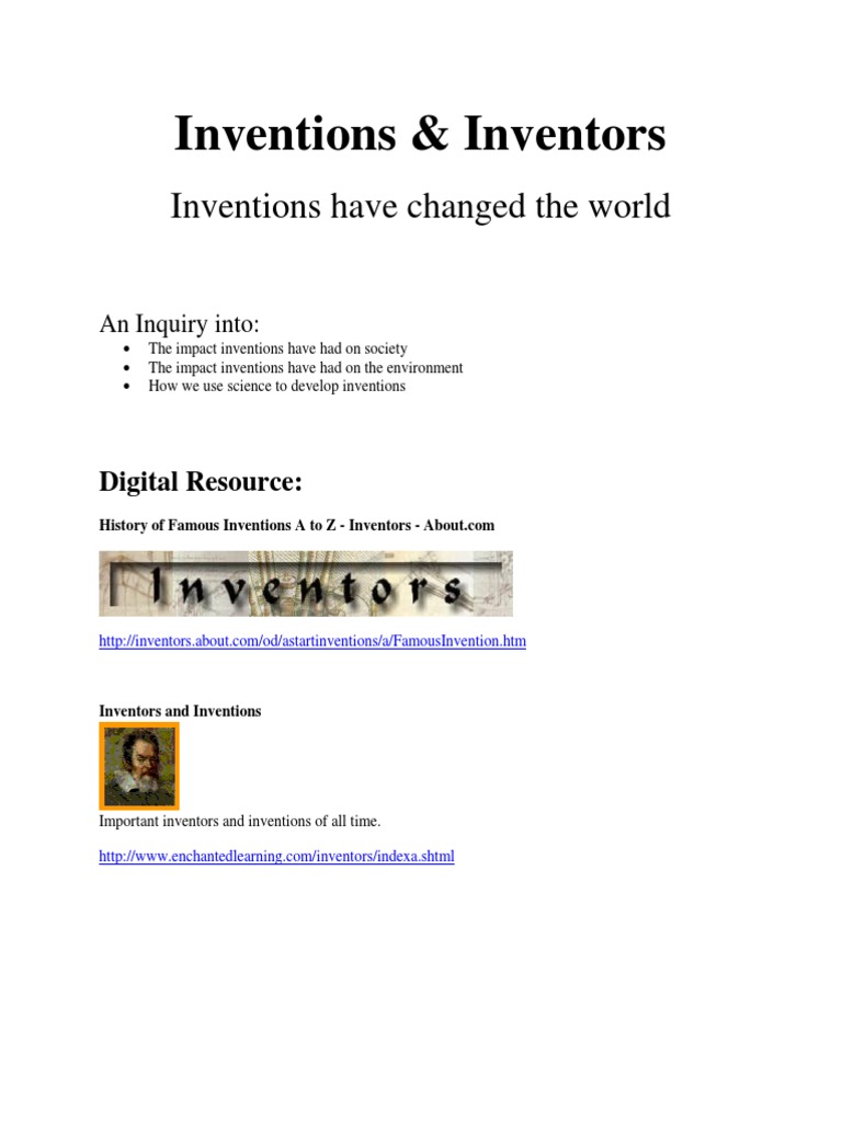 Inventions & Inventors: Inventions Have Changed The World | PDF | Art