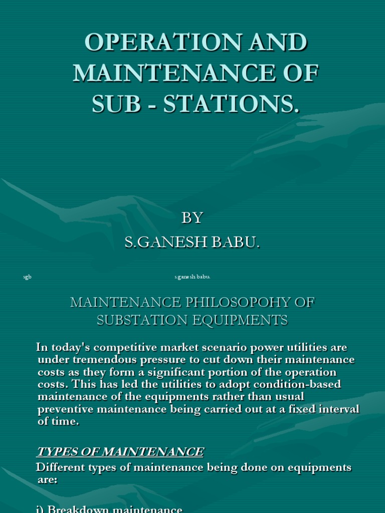 Substation Equipment Maintenance Guide | PDF | Transformer ...