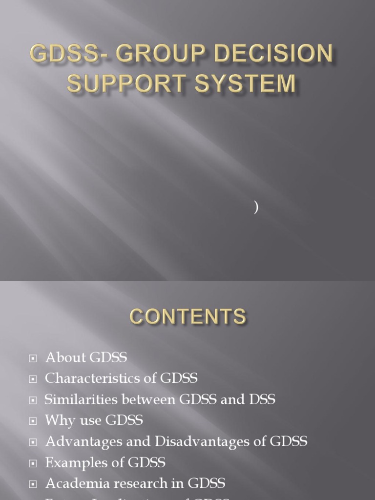 GDSS - Group Decision Support System | PDF | Decision Support System ...