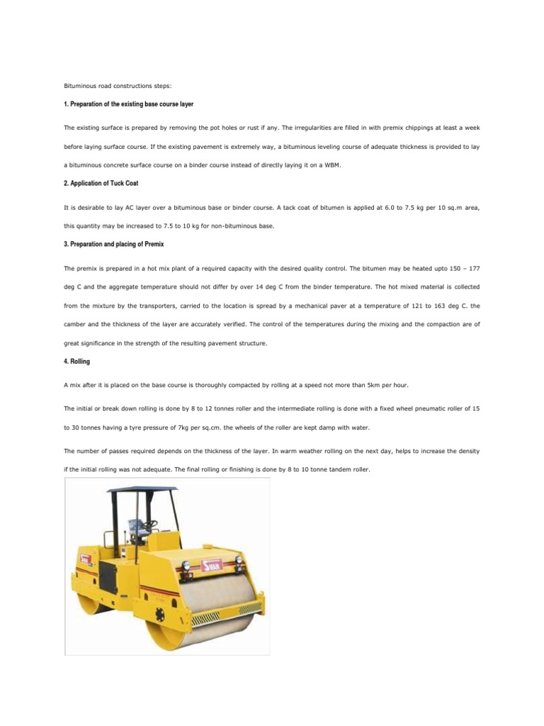 Bituminous Road Constructions Steps | PDF | Road Surface | Levee