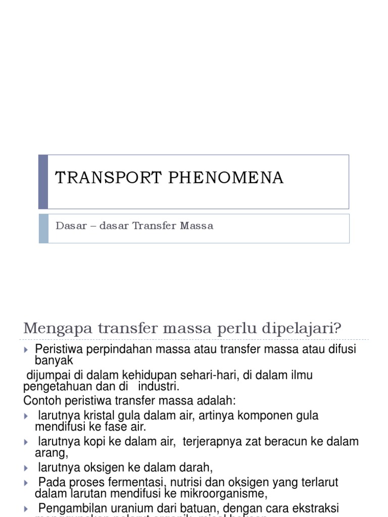 Dasar-Dasar Transfer Massa dalam Proses | PDF