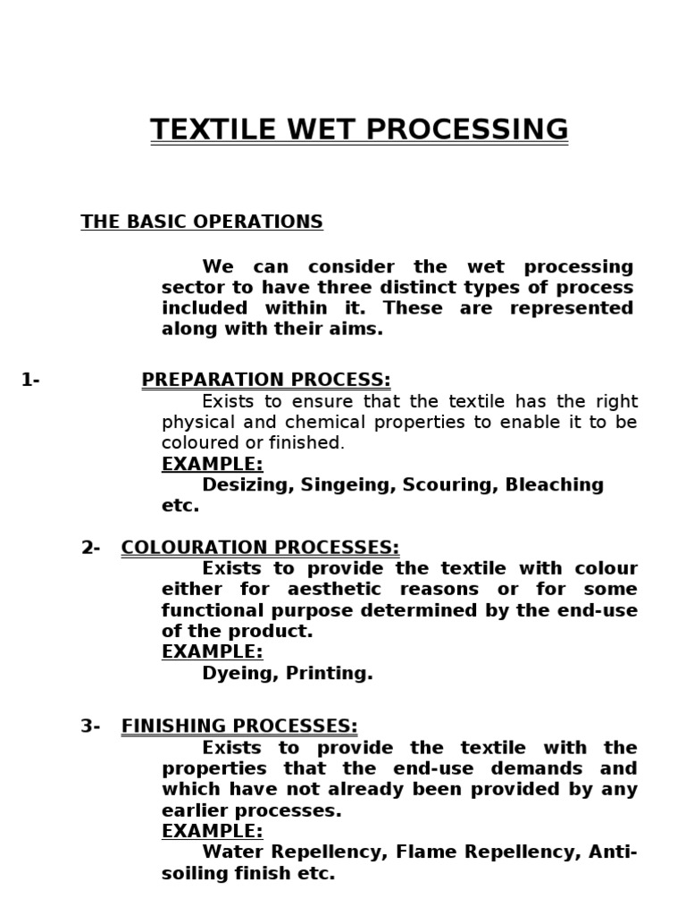Textile Wet Processing Overview | PDF