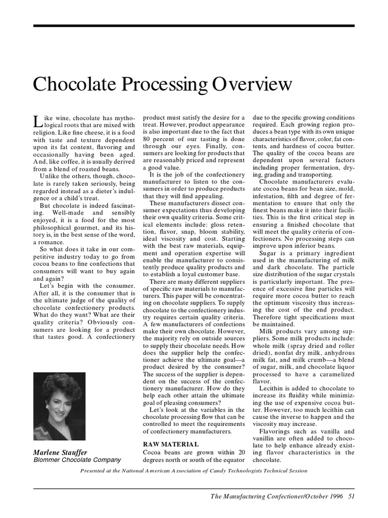 Chocolate Processing Overview | PDF | Chocolate | Confectionery