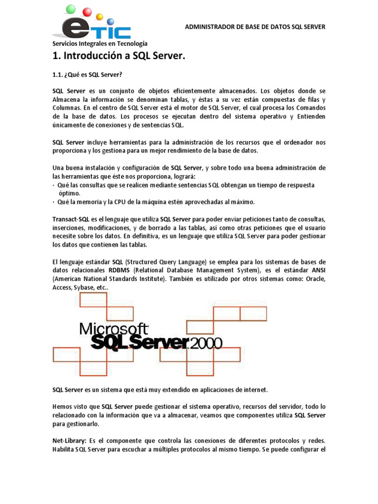 Introduccion A SQL Server | PDF | Servidor SQL de Microsoft | Bases de datos