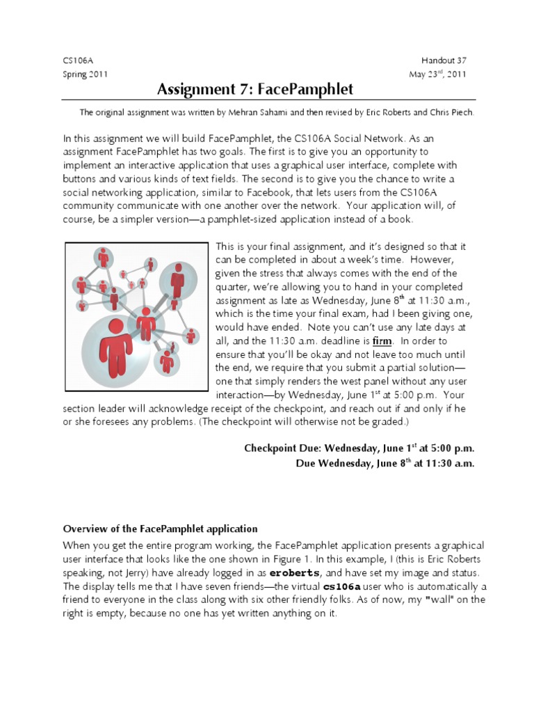 CS106A Assignment 7: FacePamphlet App | PDF | Client–Server Model ...