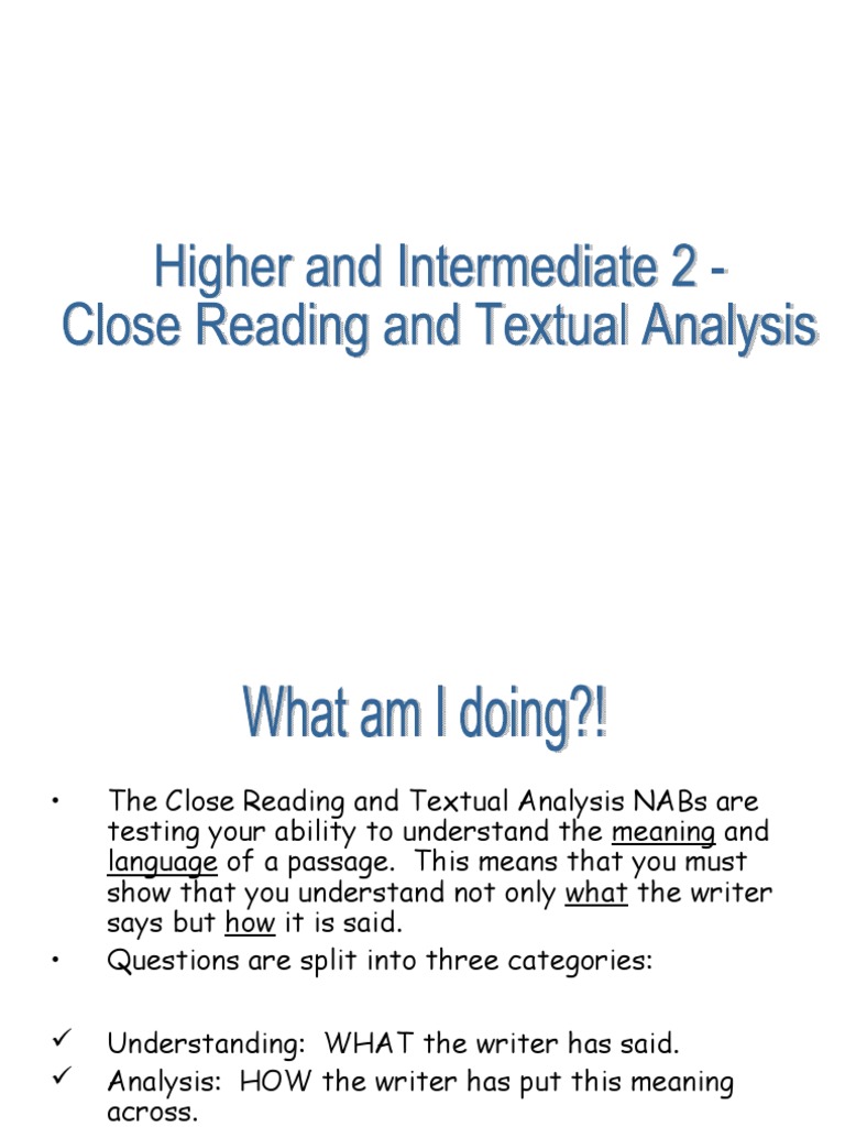 Close Reading and Textual Analysis Guide | PDF | Question | Bracket