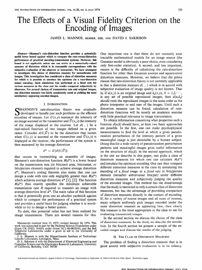 Image Encoding & Visual Fidelity | PDF | Contrast (Vision) | Normal ...