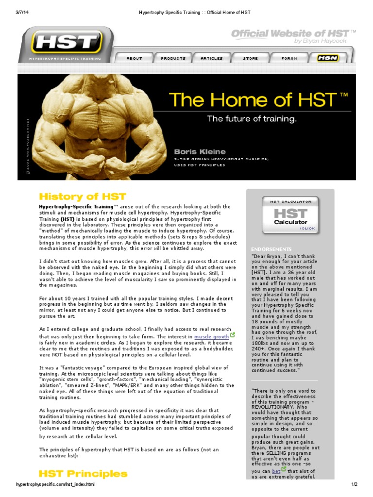 Hypertrophy-Specific Training - Official Home of HST | PDF | Nature