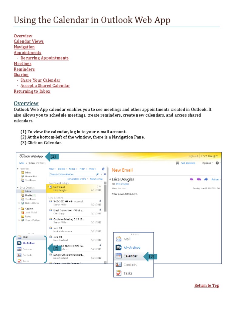 OWA Calendar Overview | PDF | Email | Communication