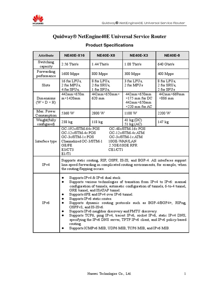 NE40 Specifications | PDF | I Pv6 | Multiprotocol Label Switching