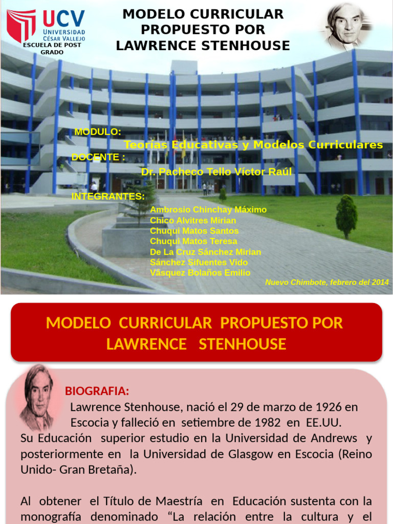 Diapositiva Lawrence Stenhouse | PDF | Plan de estudios | Maestros