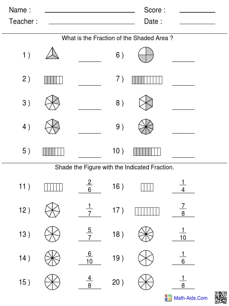 Fraction Shading Worksheet for Students | PDF