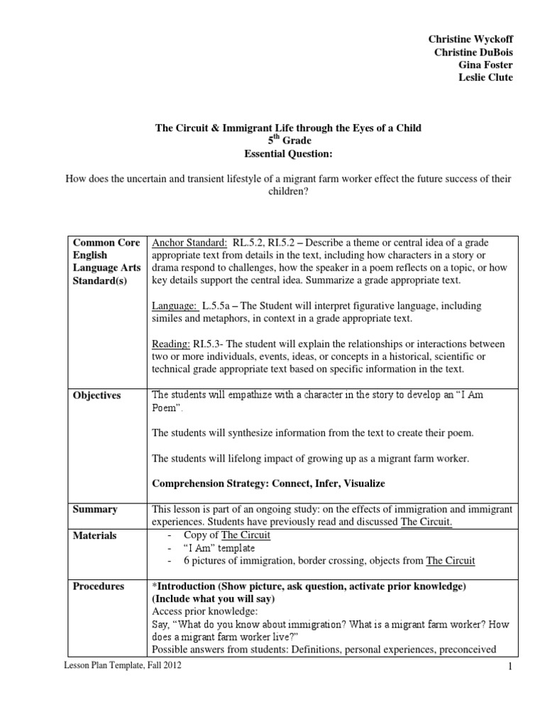Educ 531 Ccss Lesson Plan | PDF | Farmworker | Fair Labor Standards Act