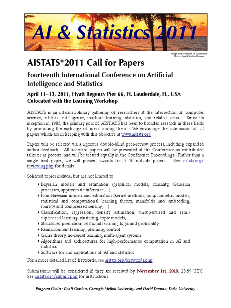 AI & Statistics 2011: AISTATS 2011 Call For Papers | PDF | Artificial ...