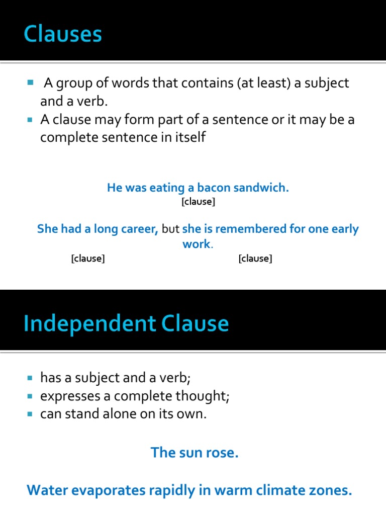 Clauses + Types of Sentences | Sentence (Linguistics) | Syntax