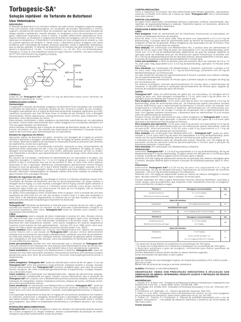 BULA Torbugesic SA | PDF | Opioide | Cães