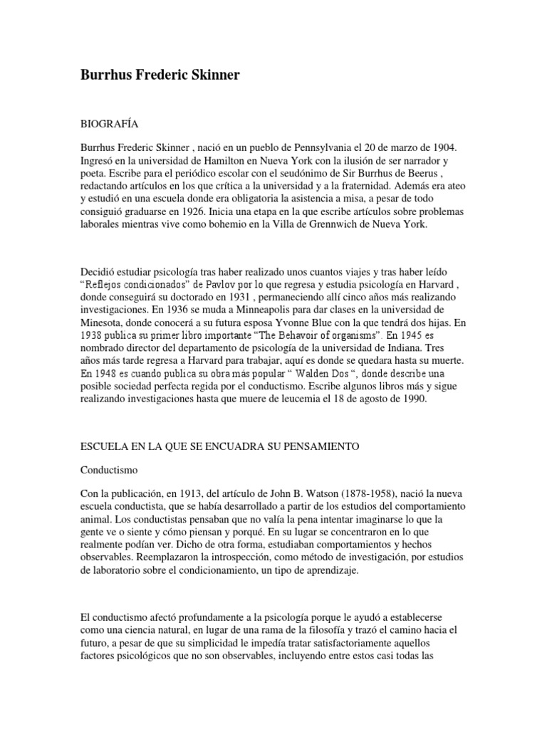 Burrhus Frederic Skinner | PDF | Comportamiento | Método científico