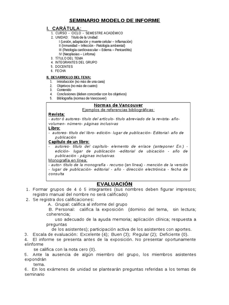Modelo de Informe de Seminario | PDF | Fuentes | Publicaciones