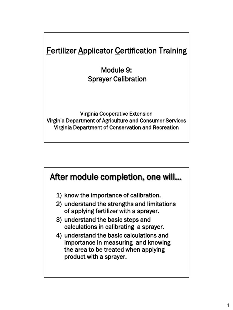 Fertilizer Sprayer Calibration Training Module | PDF | Calibration ...