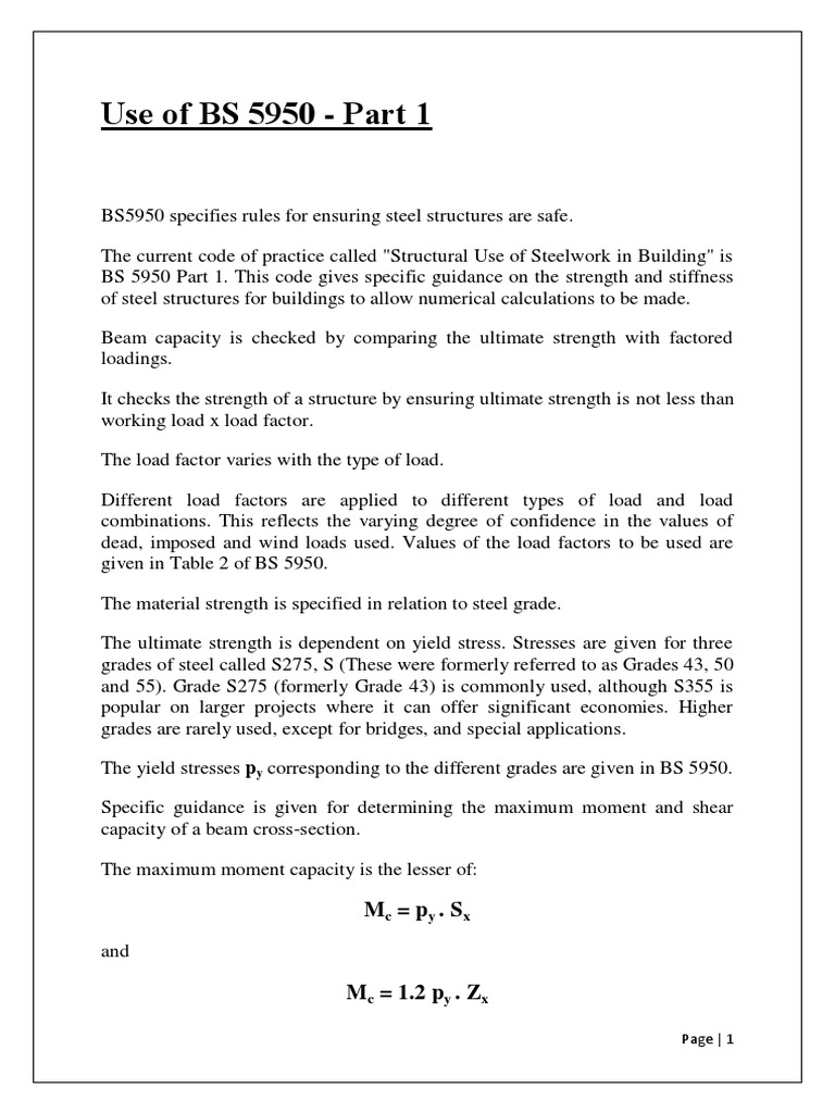 Use of BS 5950 | PDF | Strength Of Materials | Beam (Structure)