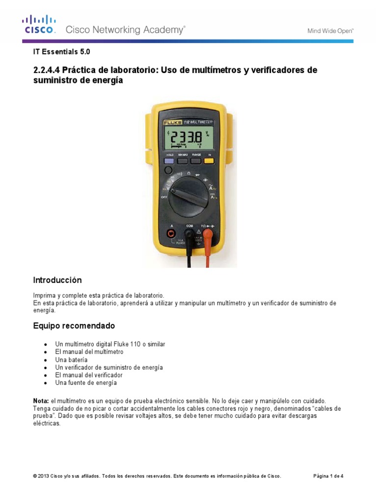 2.2.4.4 Lab - Using A Multimeter and A Power Supply Tester | PDF ...