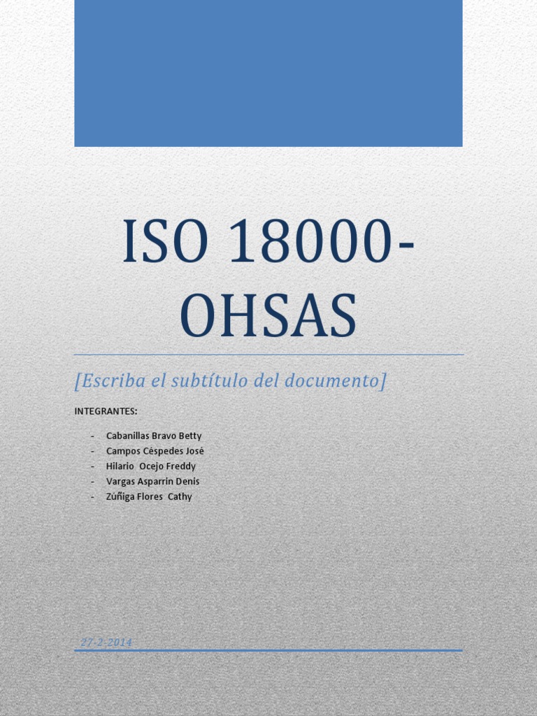 Normativa OHSAS 18000: Salud y Seguridad | PDF | Auditoría financiera ...