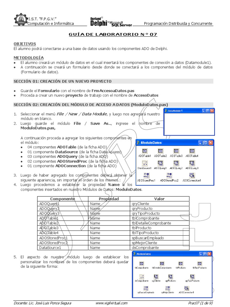 Practica 7 - Delphi | PDF | Active X Data Objects | SQL