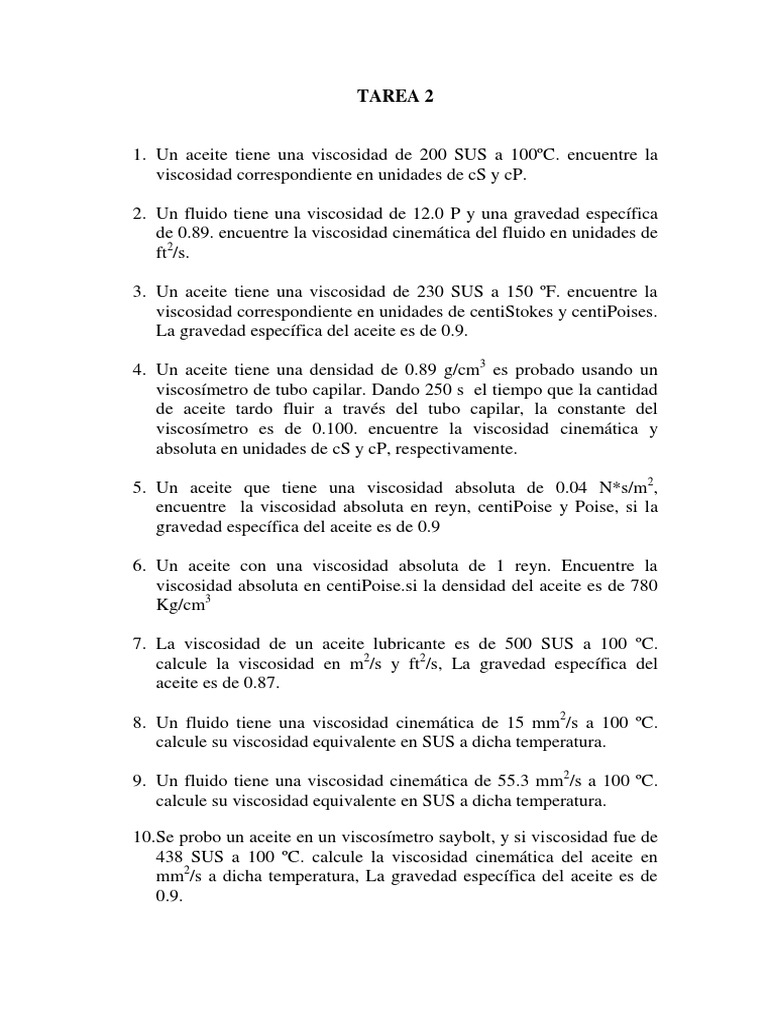 Conversión de Viscosidades en cP y cS | PDF